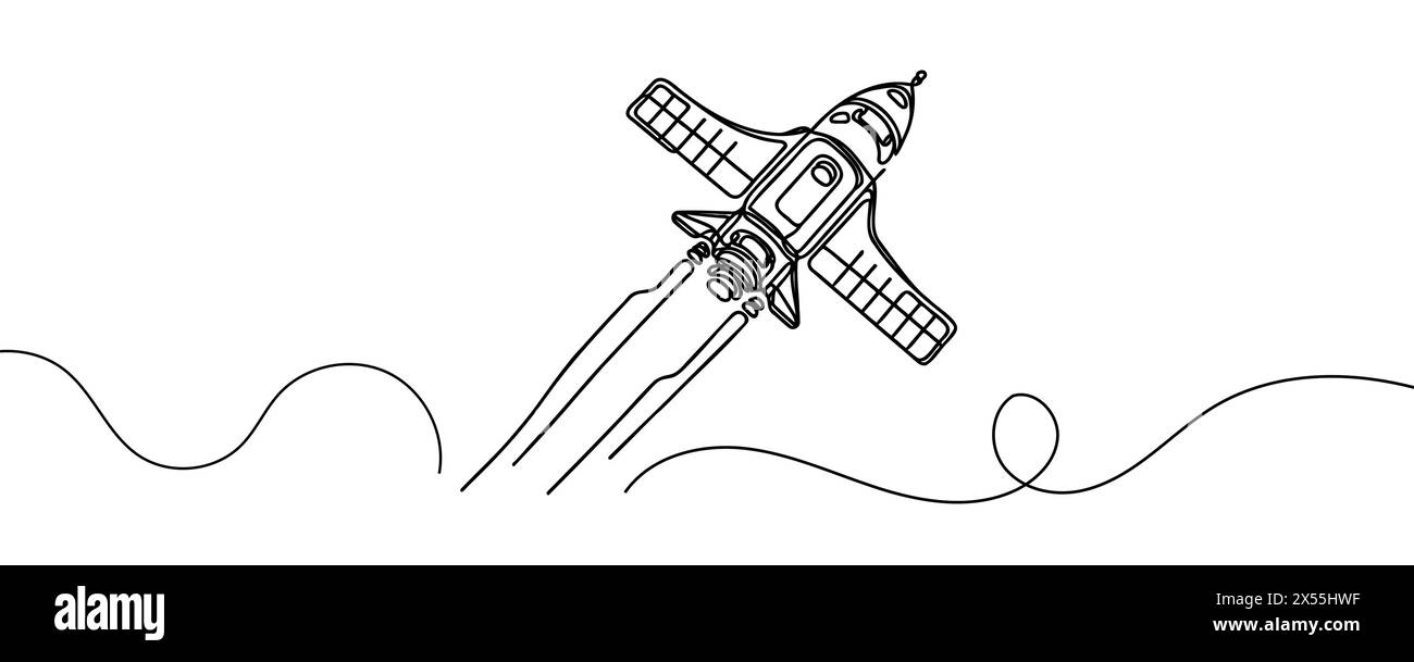One continuous line drawing of spacecraft. Vector illustration Stock ...