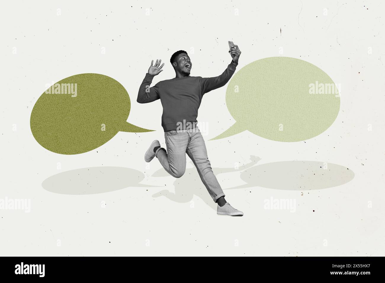 Composite trend artwork sketch photo collage of speech bubble textbox ...