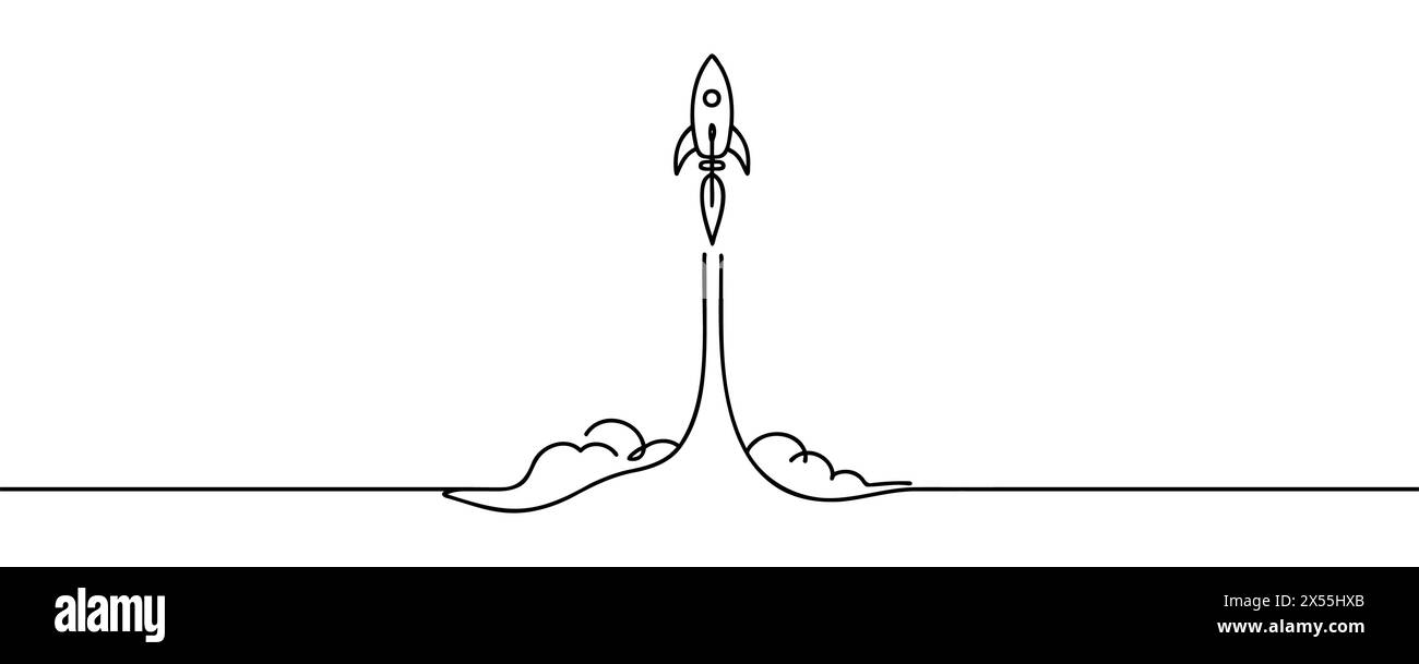 One continuous line drawing of spacecraft. Vector illustration Stock ...