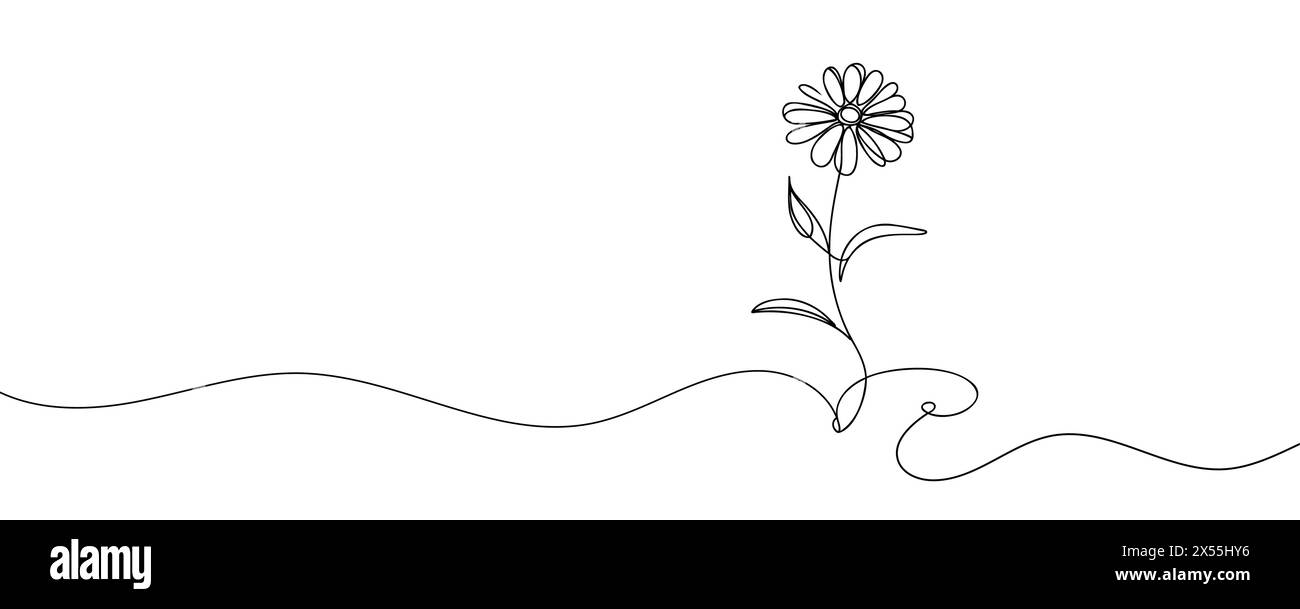 The flower is drawn as a continuous line. Vector illustration Stock ...