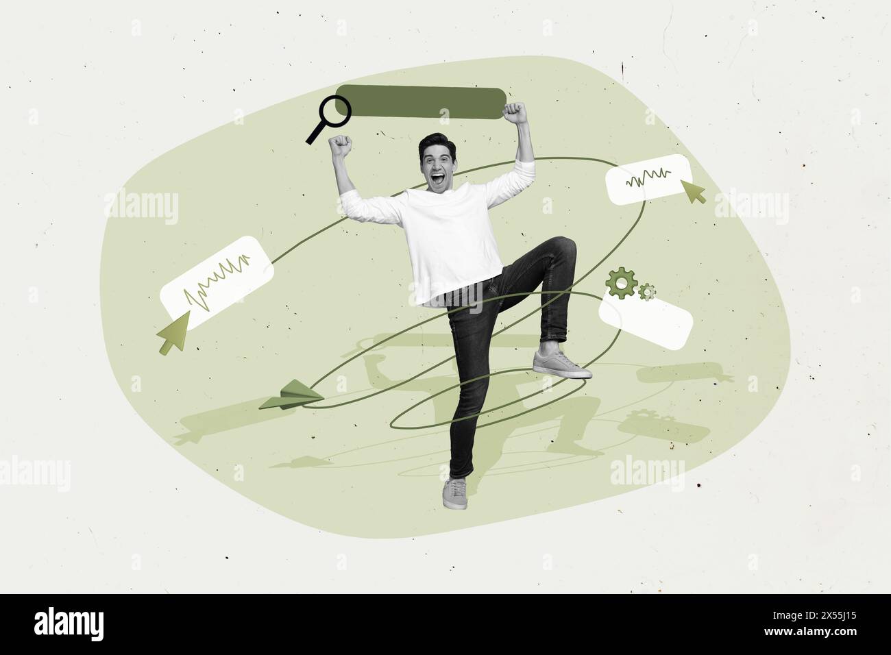 Sketch image composite trend artwork 3D photo collage of workspace ...