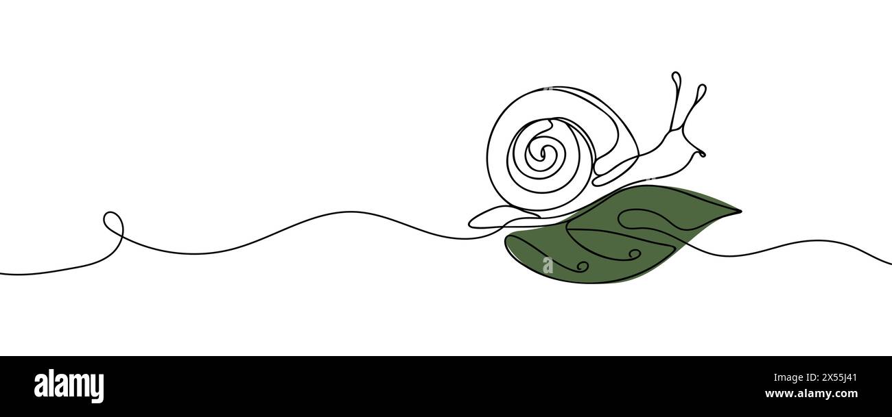 snail one line drawing of isolated vector object Stock Vector Image ...