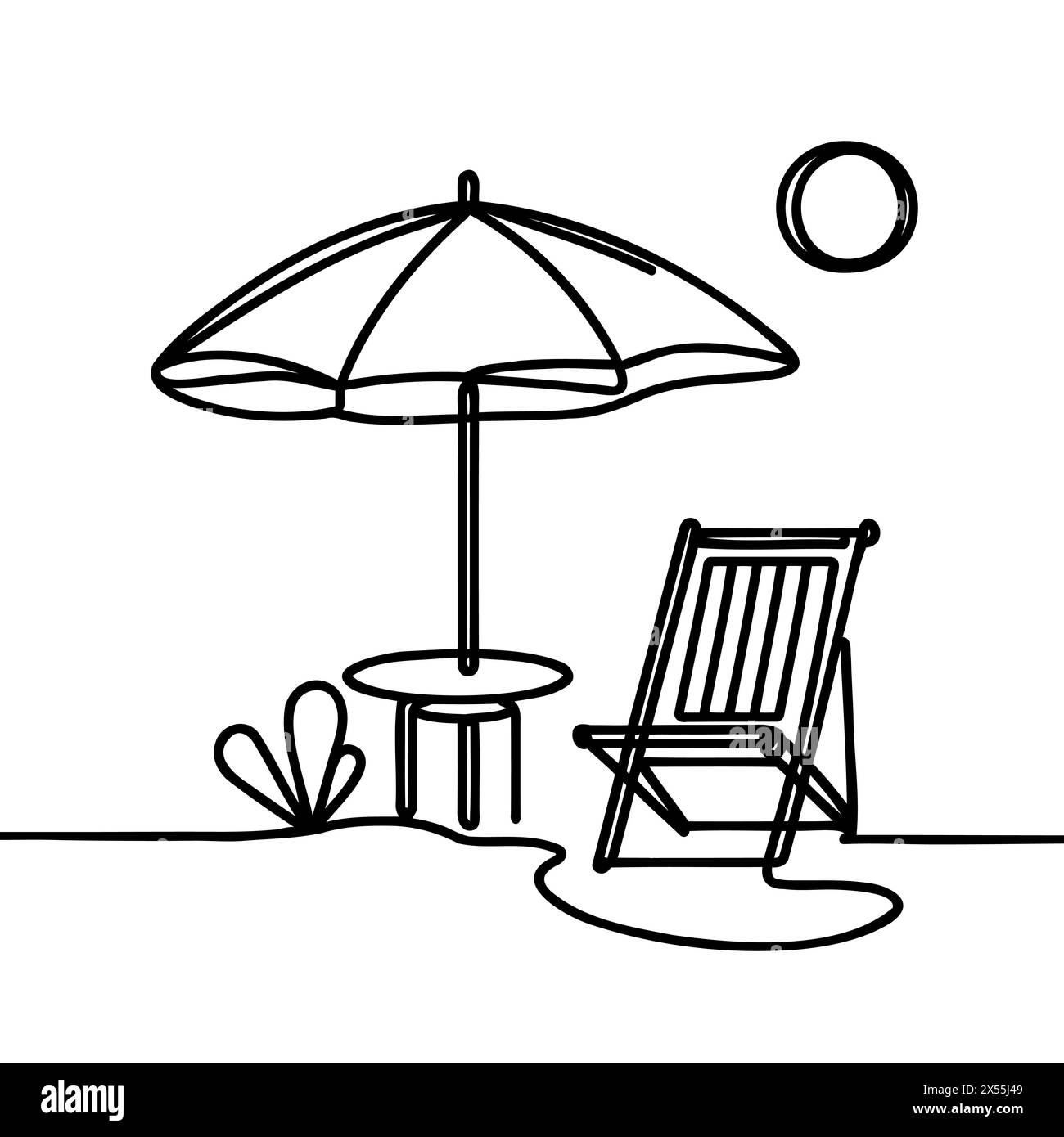 Beach Umbrella And Chair Outline