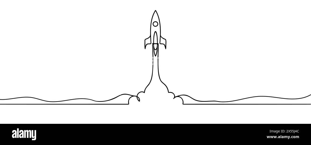 One continuous line drawing of spacecraft. Vector illustration Stock ...