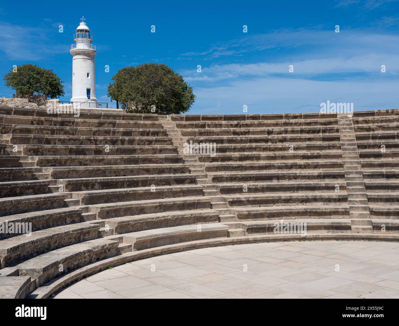 View of Paphos Lighthouse and amphitheatre, Paphos, Cyprus Stock Photo ...