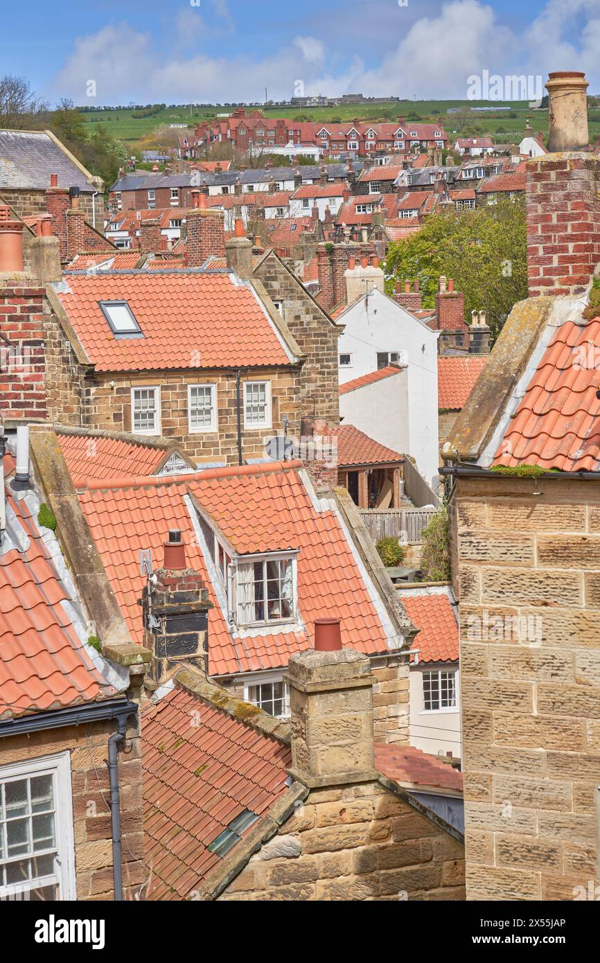 Rooftop view of Robin Hoods Bay, Yorkshire Stock Photo - Alamy