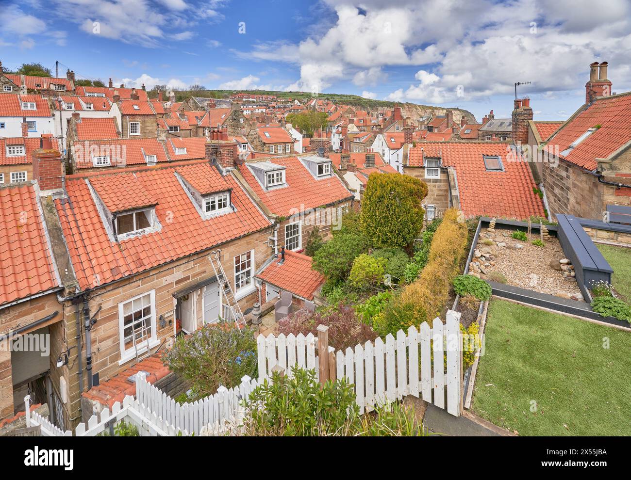 Rooftop view of Robin Hoods Bay, Yorkshire Stock Photo - Alamy