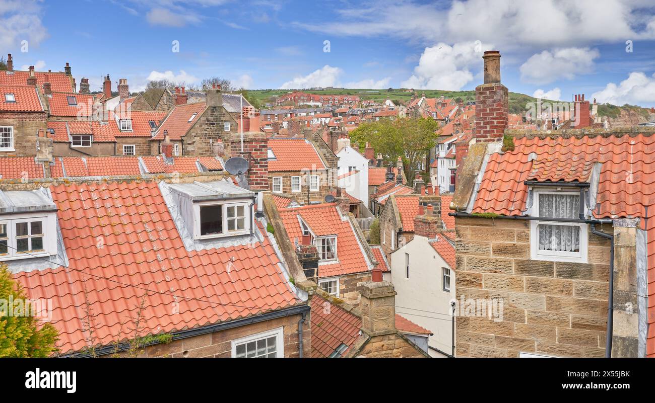 Rooftop view of Robin Hoods Bay, Yorkshire Stock Photo - Alamy