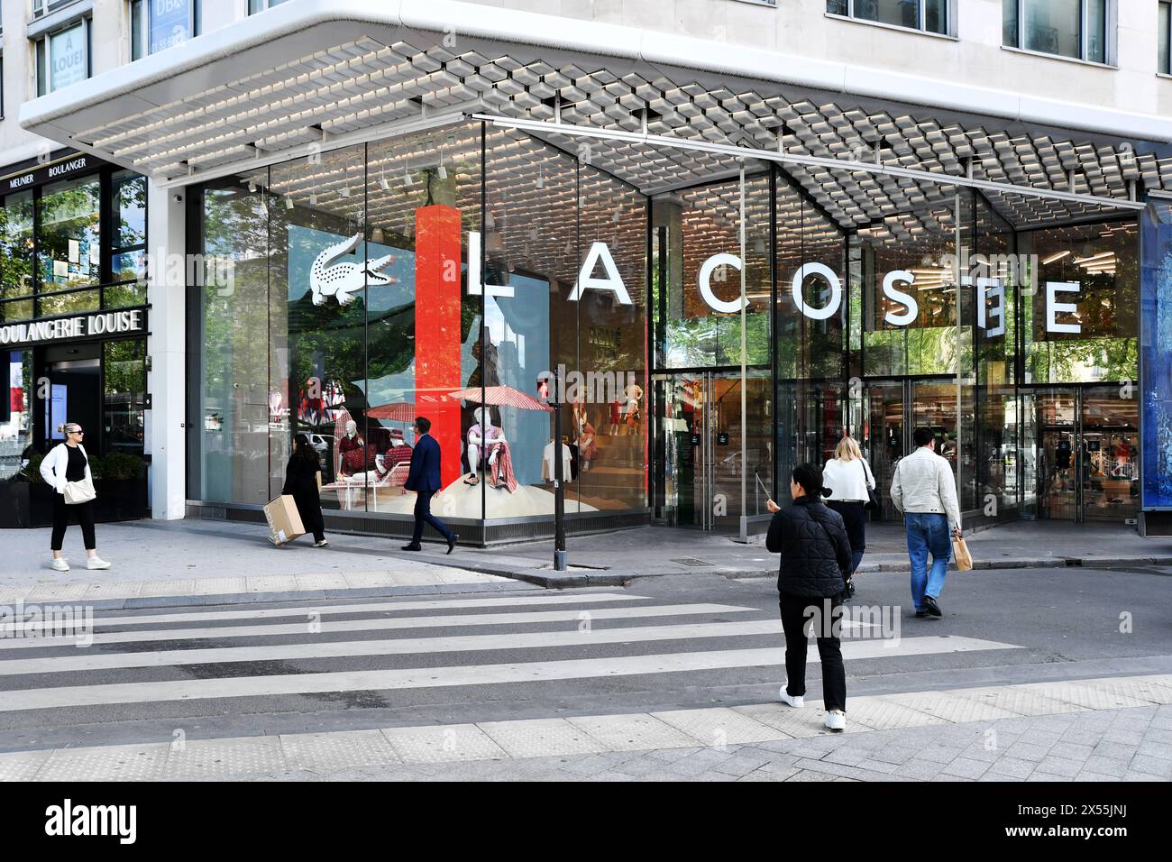 Lacoste clothes store on the Champs Elysées - Paris - France Stock ...