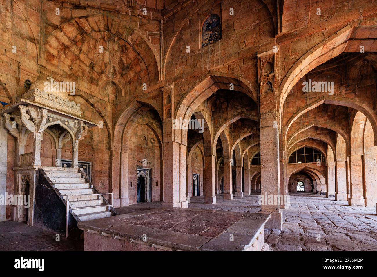 the decorated interior of the prayer hall of the jami masjid mosque ...