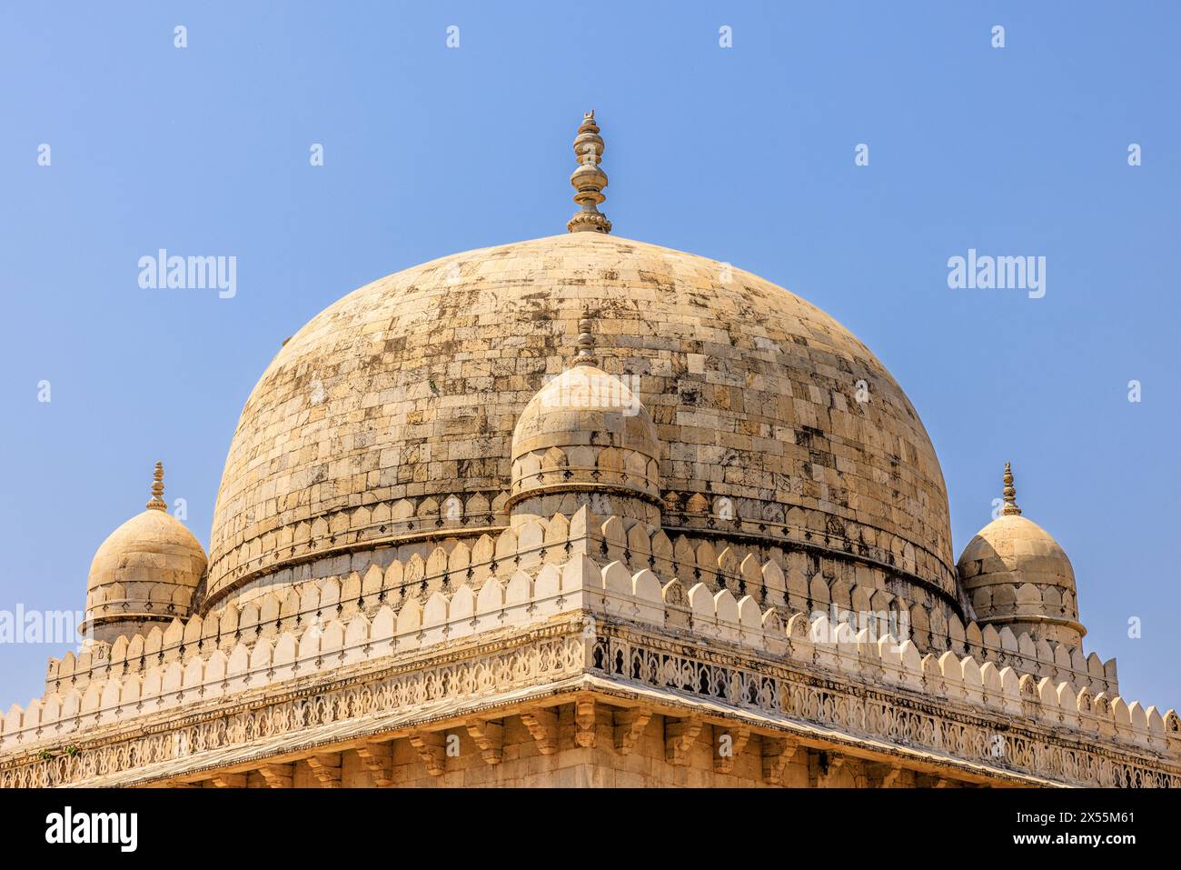 close up of a corner view of the roof and dome of the tomb of hoshang ...