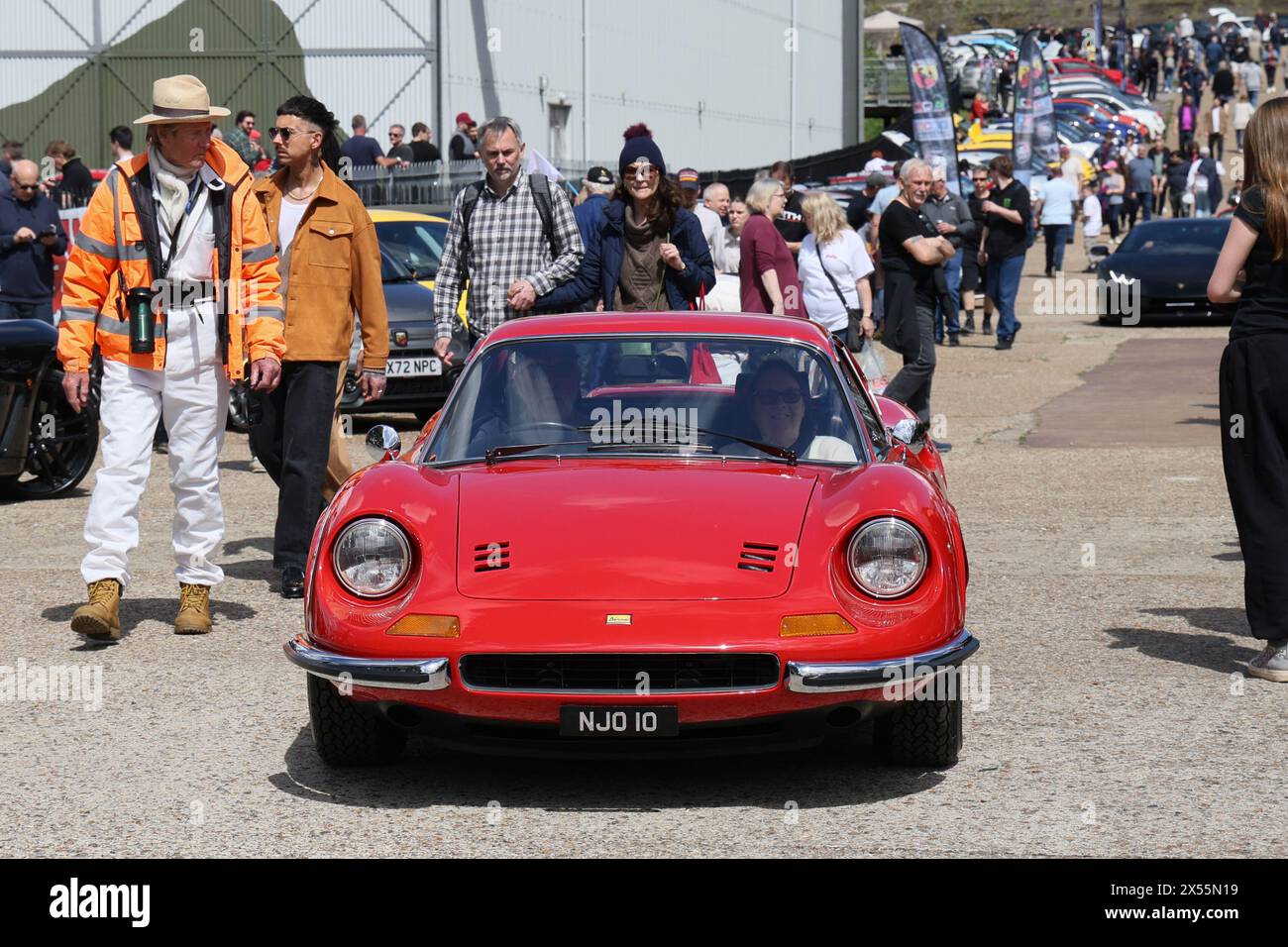 1970s Ferrari Dinos 246 GT lined up at Italian Car Day at Brooklands ...