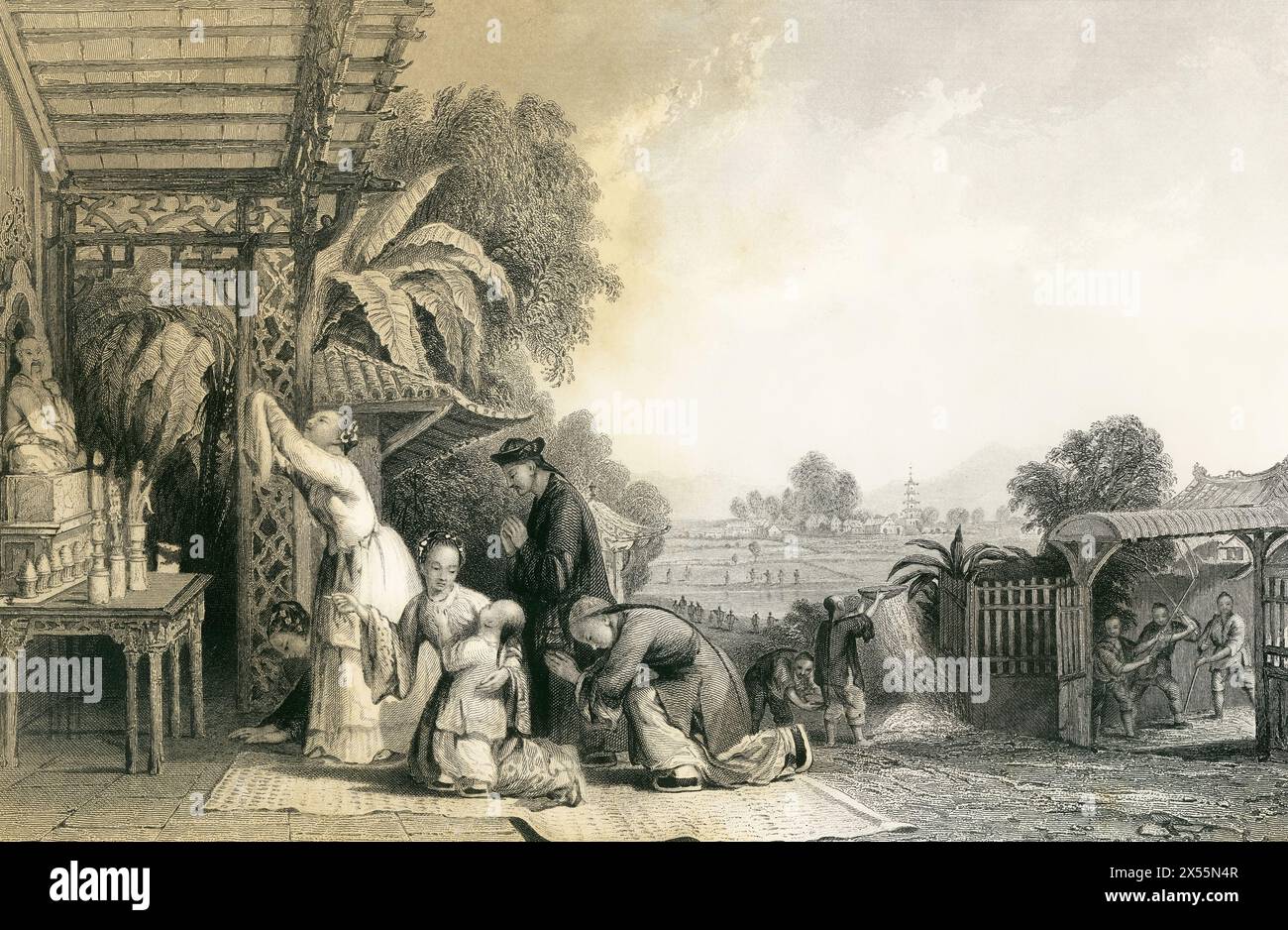 Sacrifice of the Ching-tswe-tsee, or Harvest-moon / China / Drawn by T ...