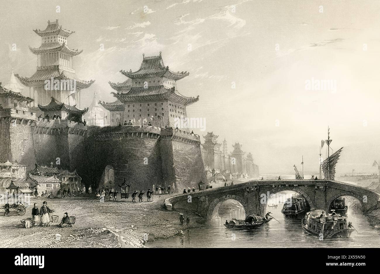 The Western Gate of Peking / BeiJing China / Drawn by T. Allom Engraved ...