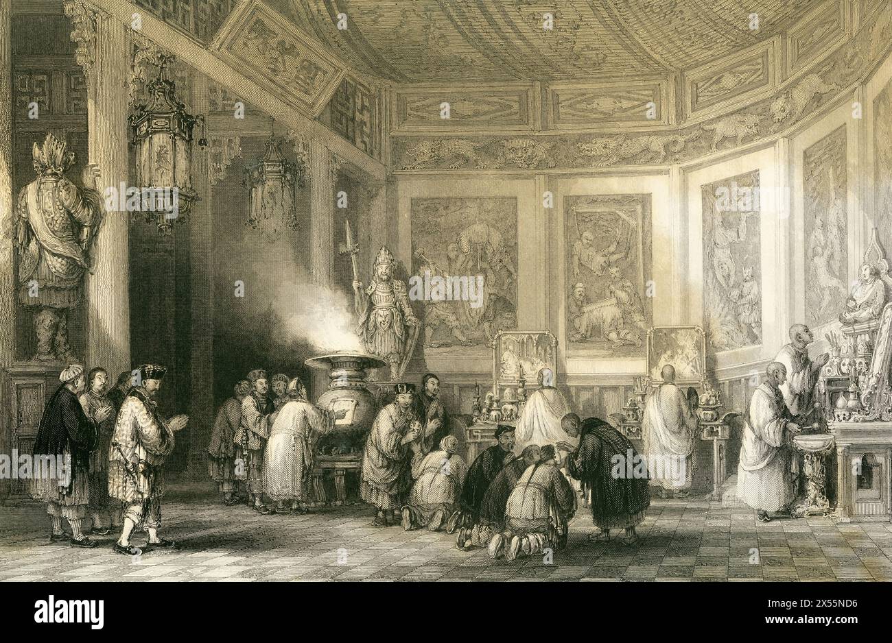 Propitiatory Offerings for departed Relatives / China / Drawn by T ...