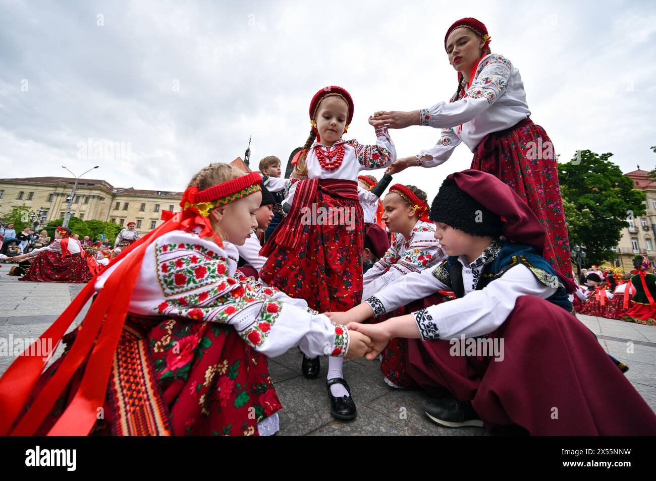 LVIV, UKRAINE - MAY 7, 2024 - Members of Dzhura and Pannochka song and ...
