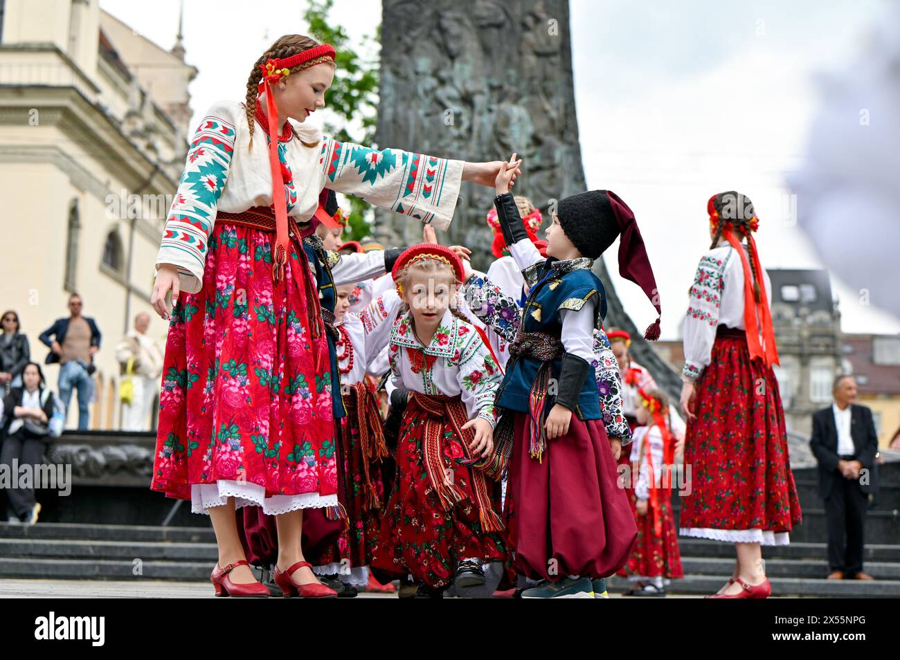 LVIV, UKRAINE - MAY 7, 2024 - Members of Dzhura and Pannochka song and ...