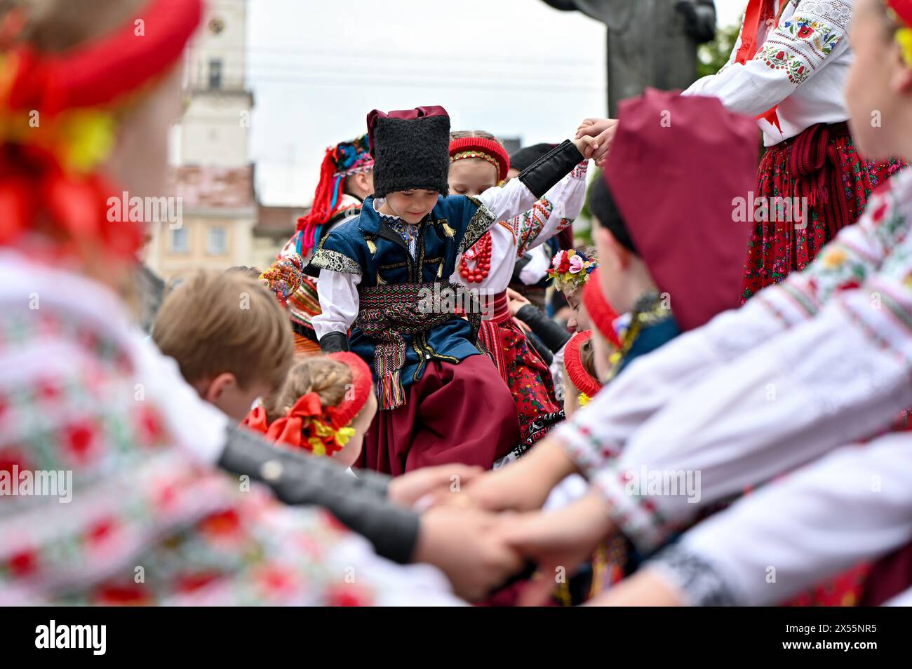 LVIV, UKRAINE - MAY 7, 2024 - Members of Dzhura and Pannochka song and ...