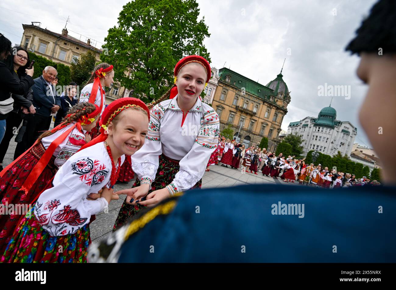 LVIV, UKRAINE - MAY 7, 2024 - Members of Dzhura and Pannochka song and ...