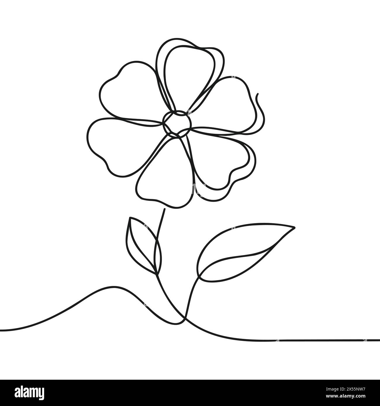 The flower is drawn as a continuous line. Vector illustration Stock ...