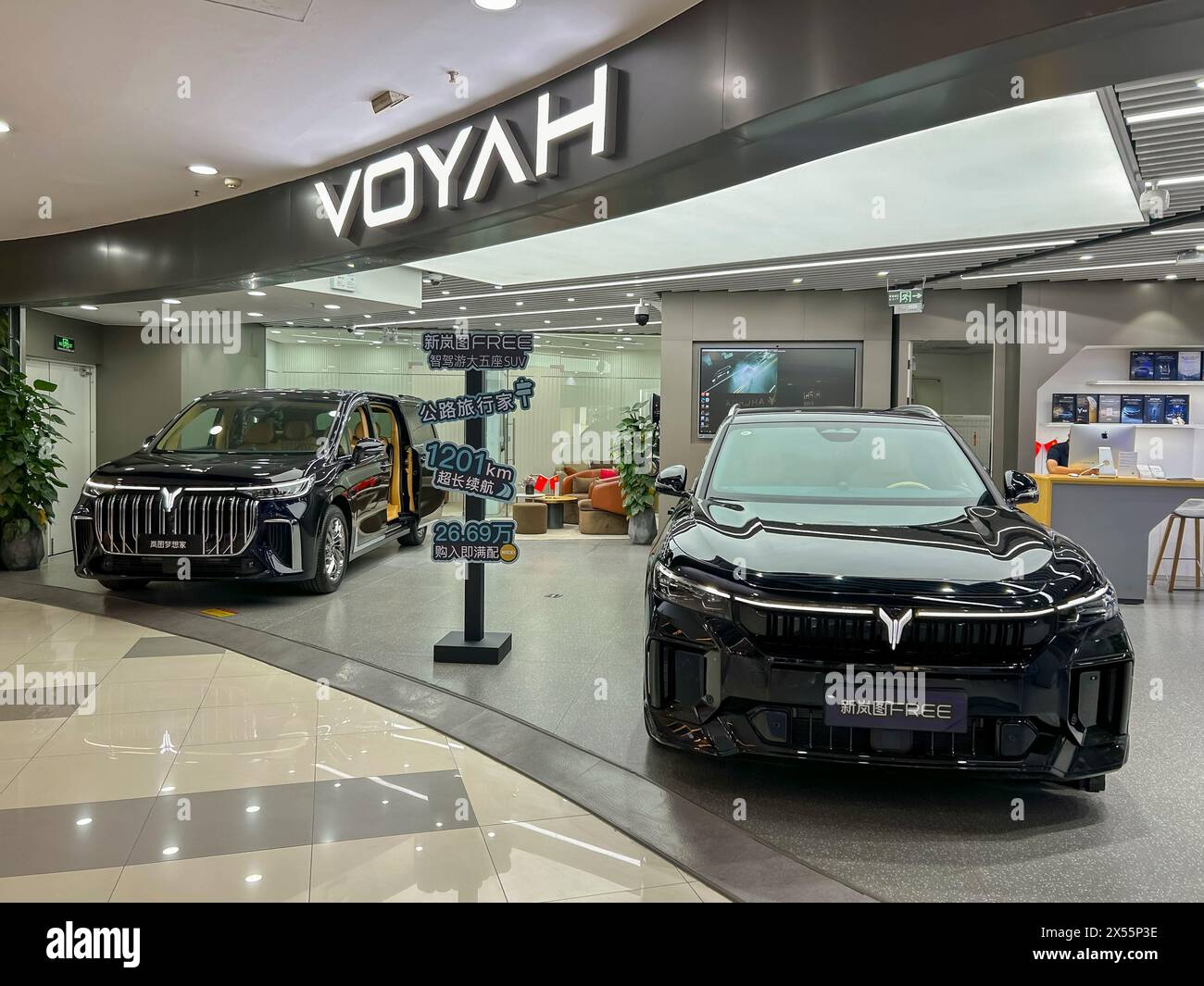 Shanghai, China, Chinese Electric Cars on Display in New Car Showroom ...