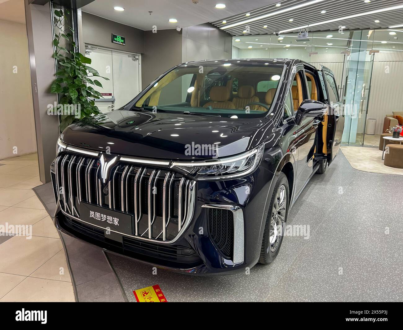 Shanghai, China, Chinese Electric Cars on Display in New Car Showroom, « Voyah » SUV Model ...