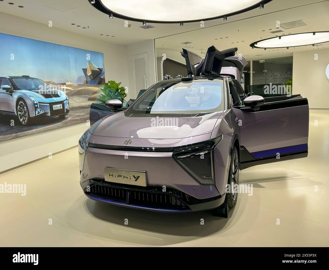 Shanghai, China, Chinese Electric Cars on Display in New Car Showroom ...