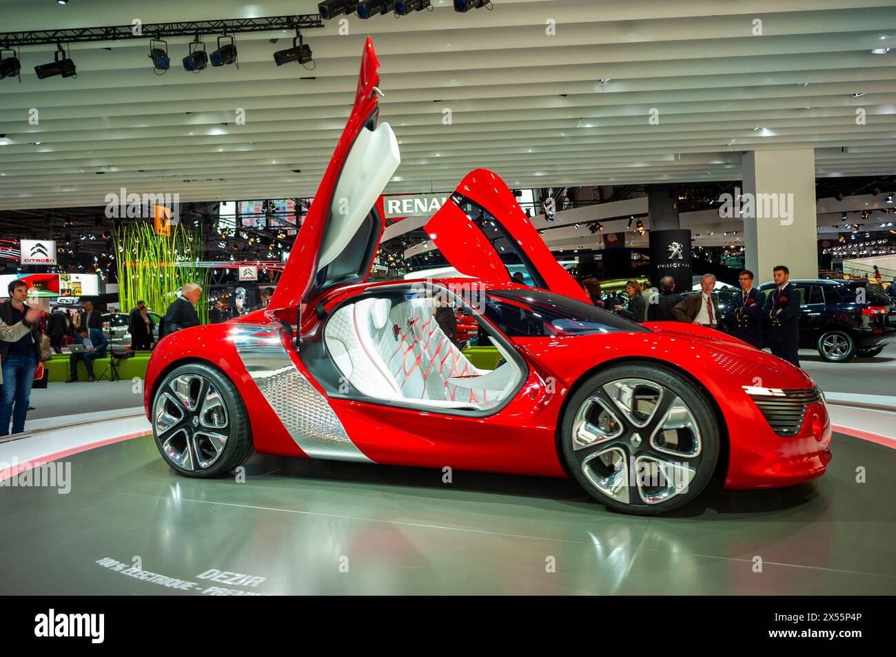 Paris, France, Paris Car Show, Group Businessmen Talking, Renault ...