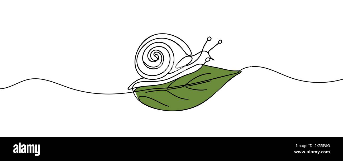 snail one line drawing of isolated vector object Stock Vector Image ...