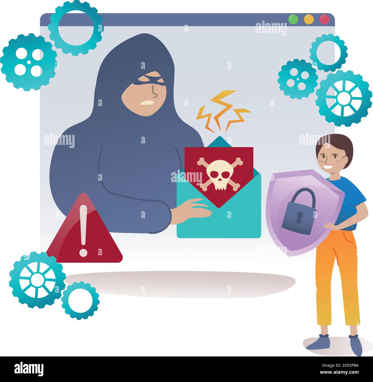 Data stealing malware. Personal data security concept. Cyber criminal ...