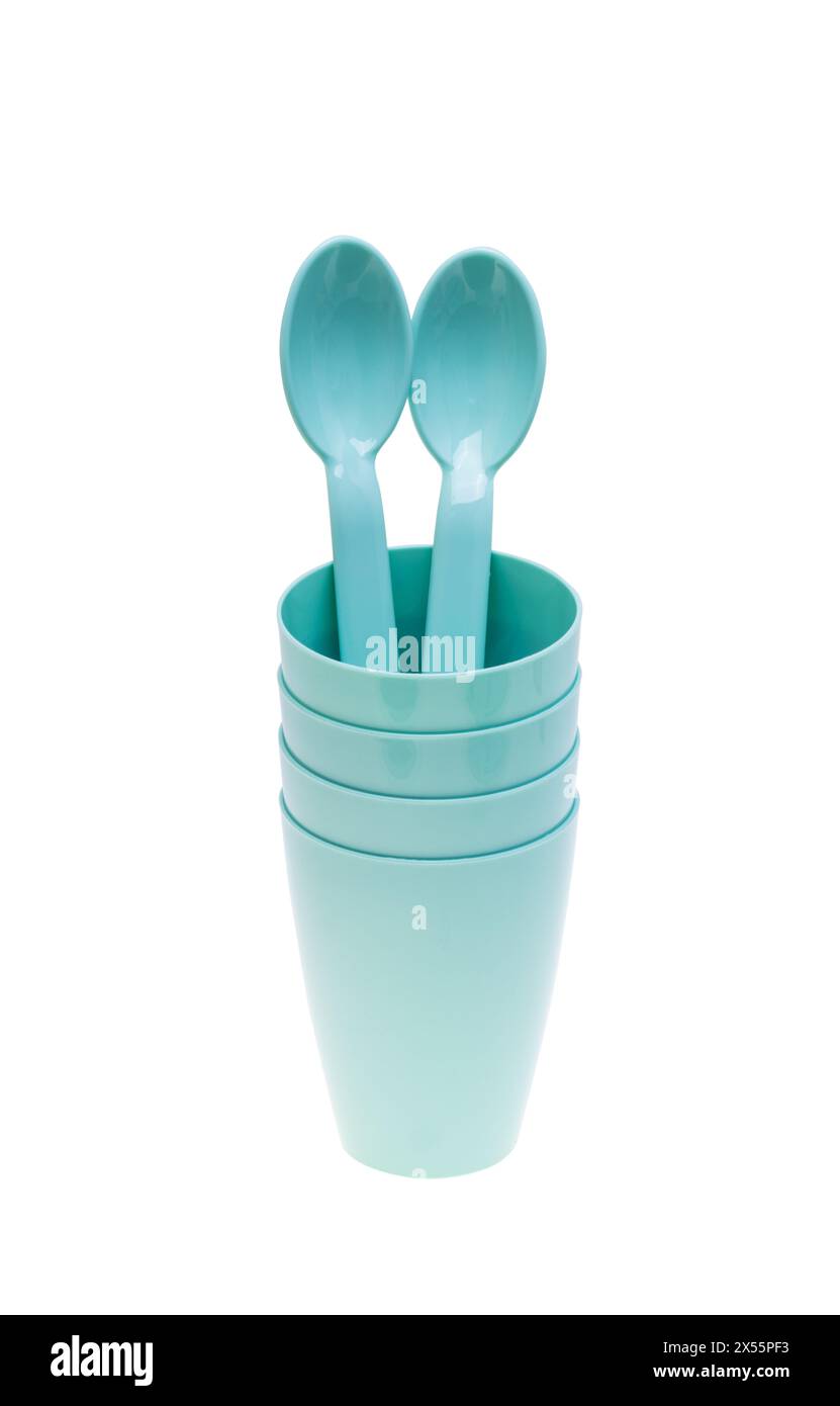 picnic utensils isolated on white background Stock Photo - Alamy