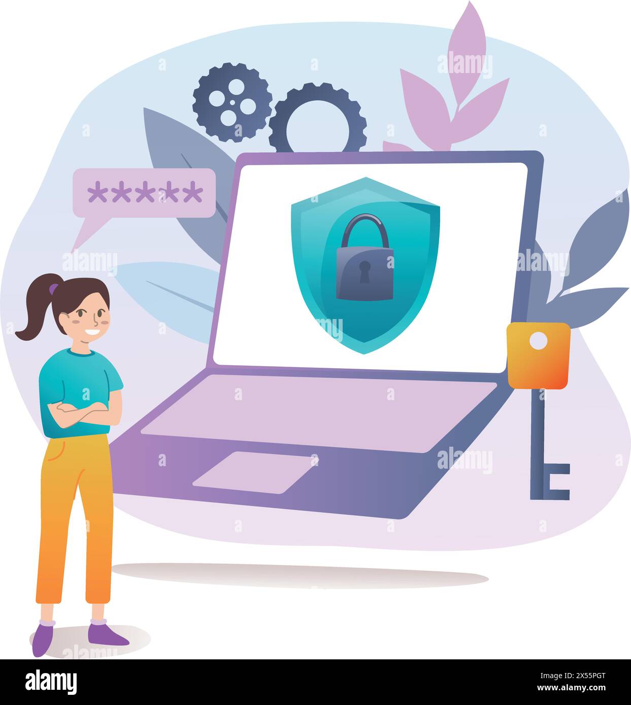 Cyber security and password strength concept. User protecting personal data with strong password ...