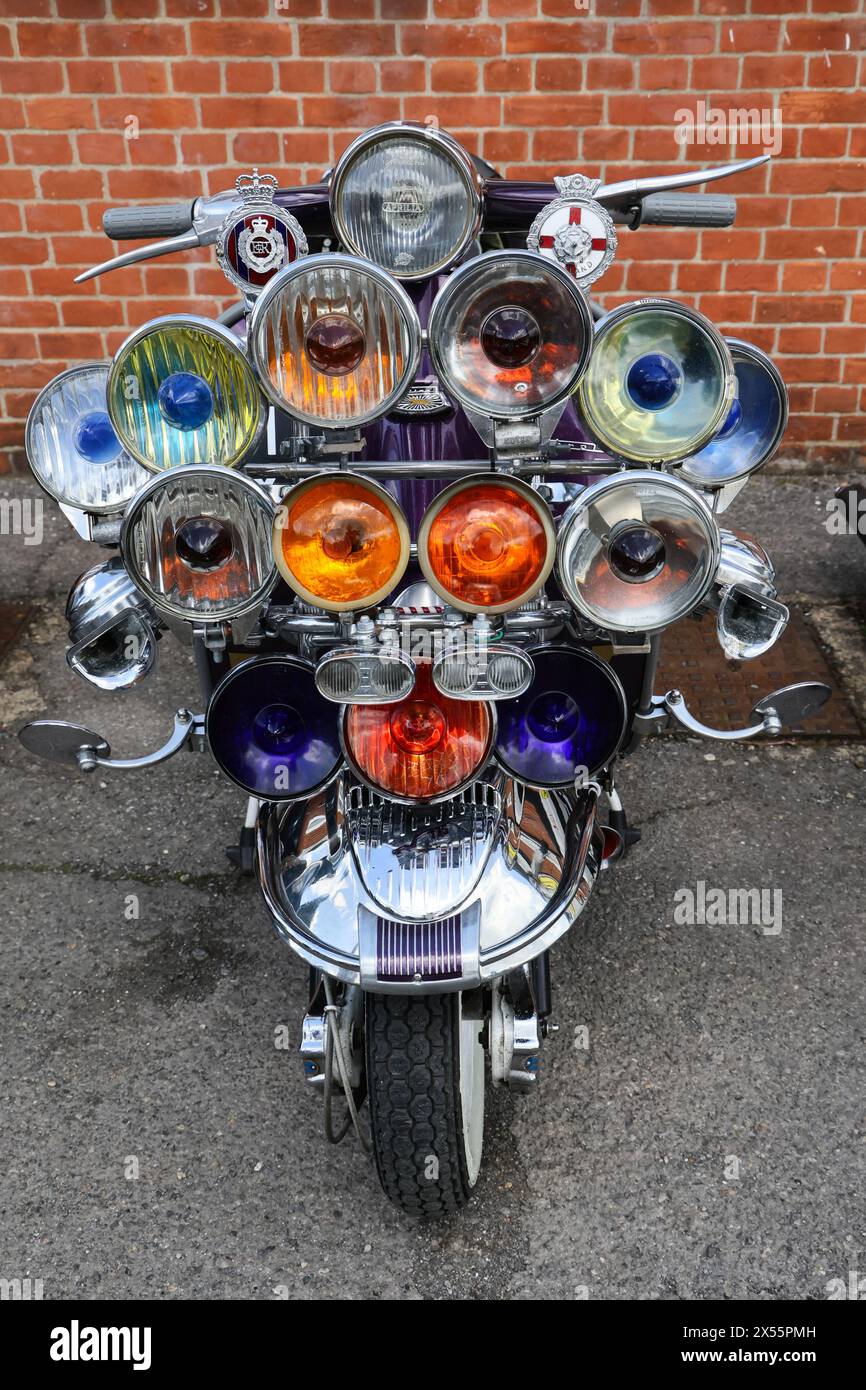 Classic mod Italian Lambretta scooter with multiple fog lights Stock ...