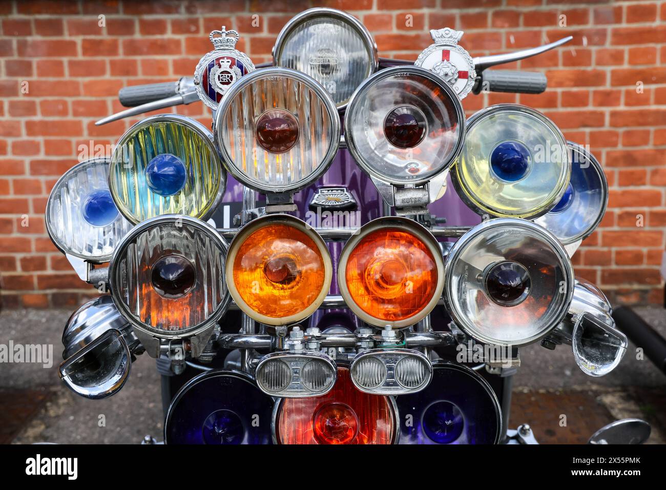 Classic mod Italian Lambretta scooter with multiple fog lights Stock ...