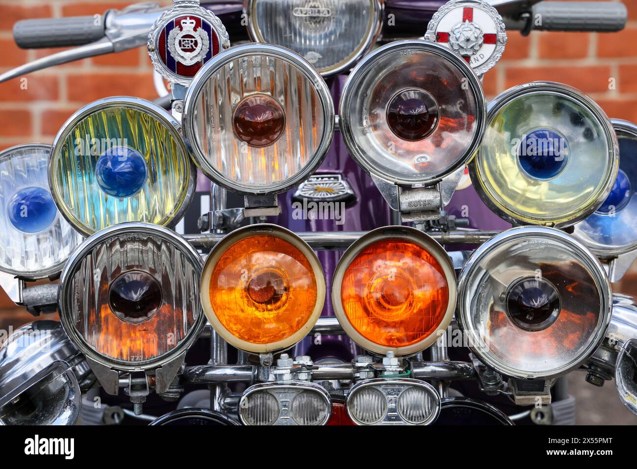 Classic mod Italian Lambretta scooter with multiple fog lights Stock ...