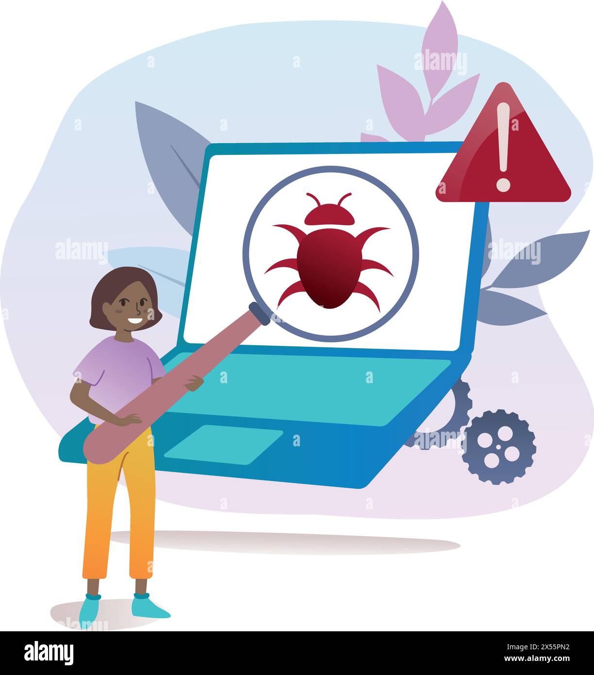 Personal Data Security Concept Detecting Bugs And Errors By Magnifier Software For Spam