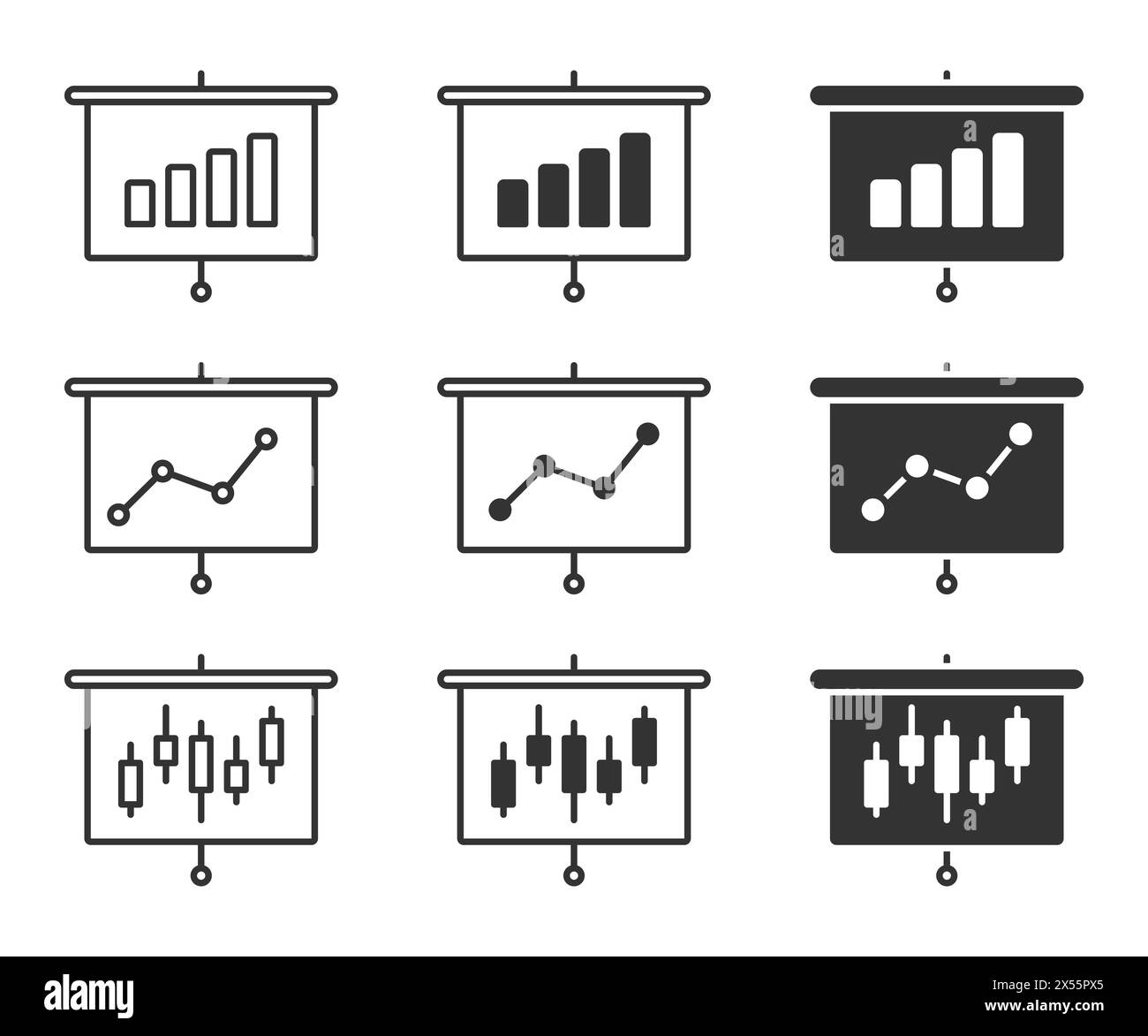 Projector screen with graph. Vector illustration Stock Vector Image ...