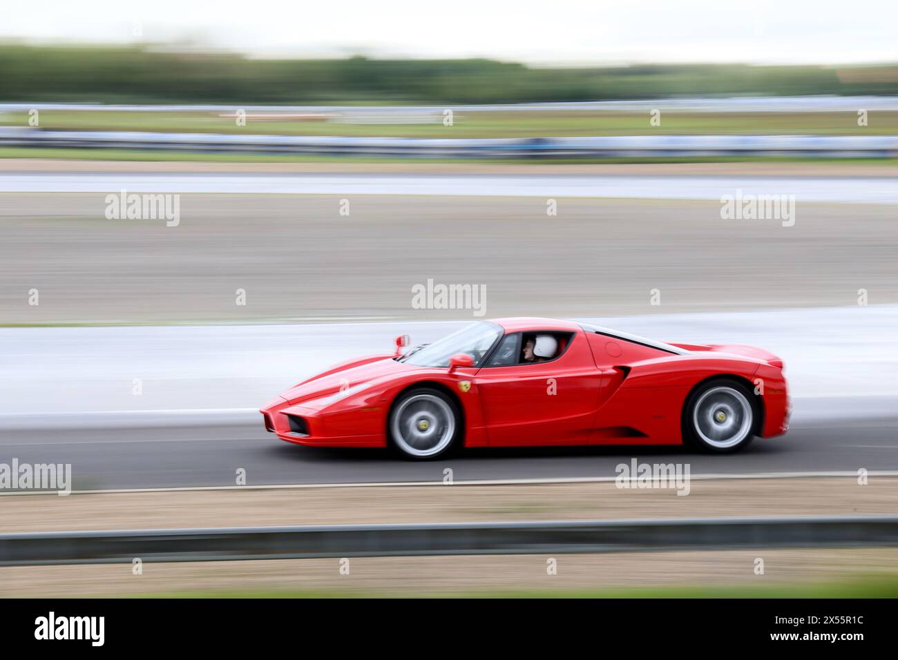 Ferrari Enzo driving around track at Italian Car Day at Brooklands, 4th ...
