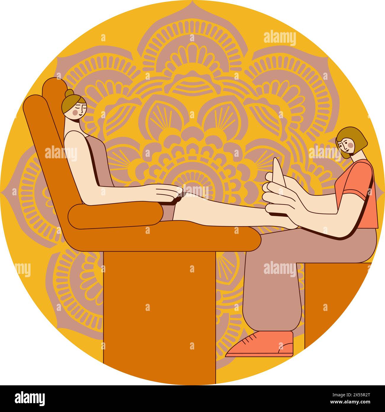 Techniques For Giving Feet Massage By Professional Therapist In Spa Isolated Flat Vector