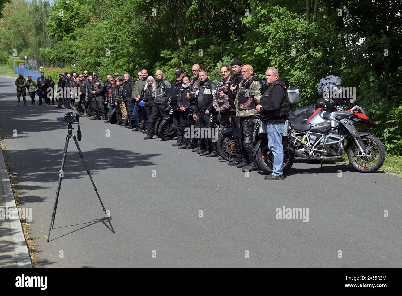 Seelow, Germany. 07th May, 2024. Members of the rocker group ...