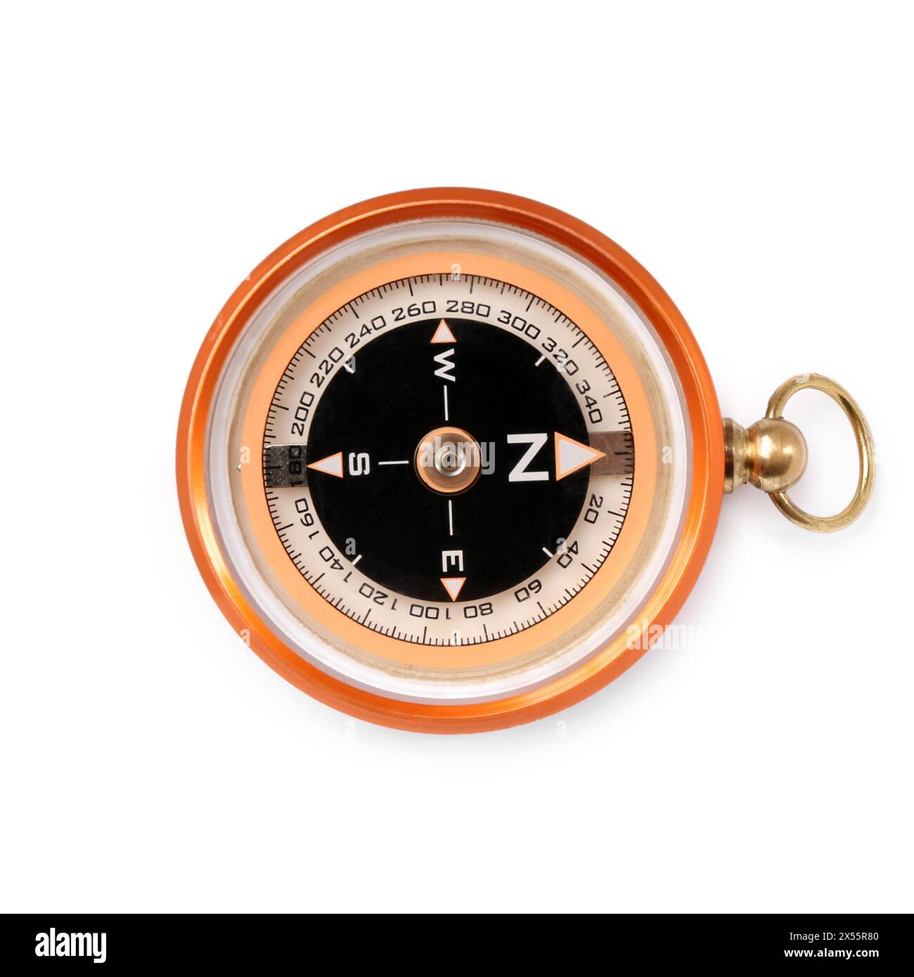 One compass isolated on white, top view Stock Photo - Alamy