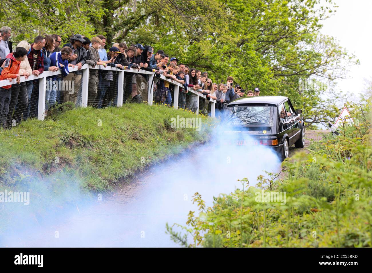 Cars driving up Test Hill at Italian Car Day at Brooklands, 4th May ...