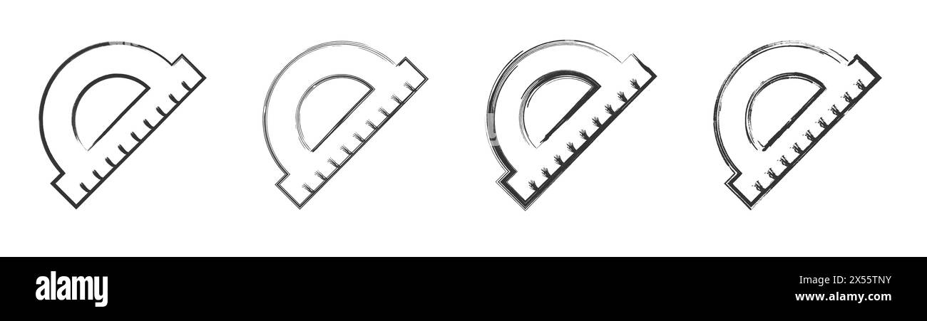 Hand Drawn Protractor Icon Set. Vector Illustration Stock Vector Image ...