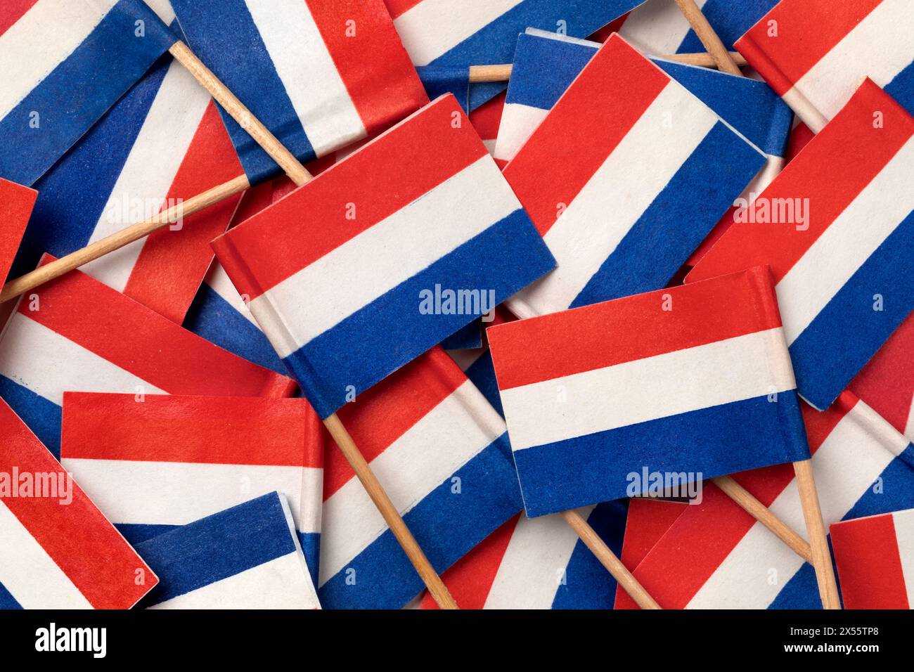 Miniature Dutch paper flags close up full frame as background Stock ...