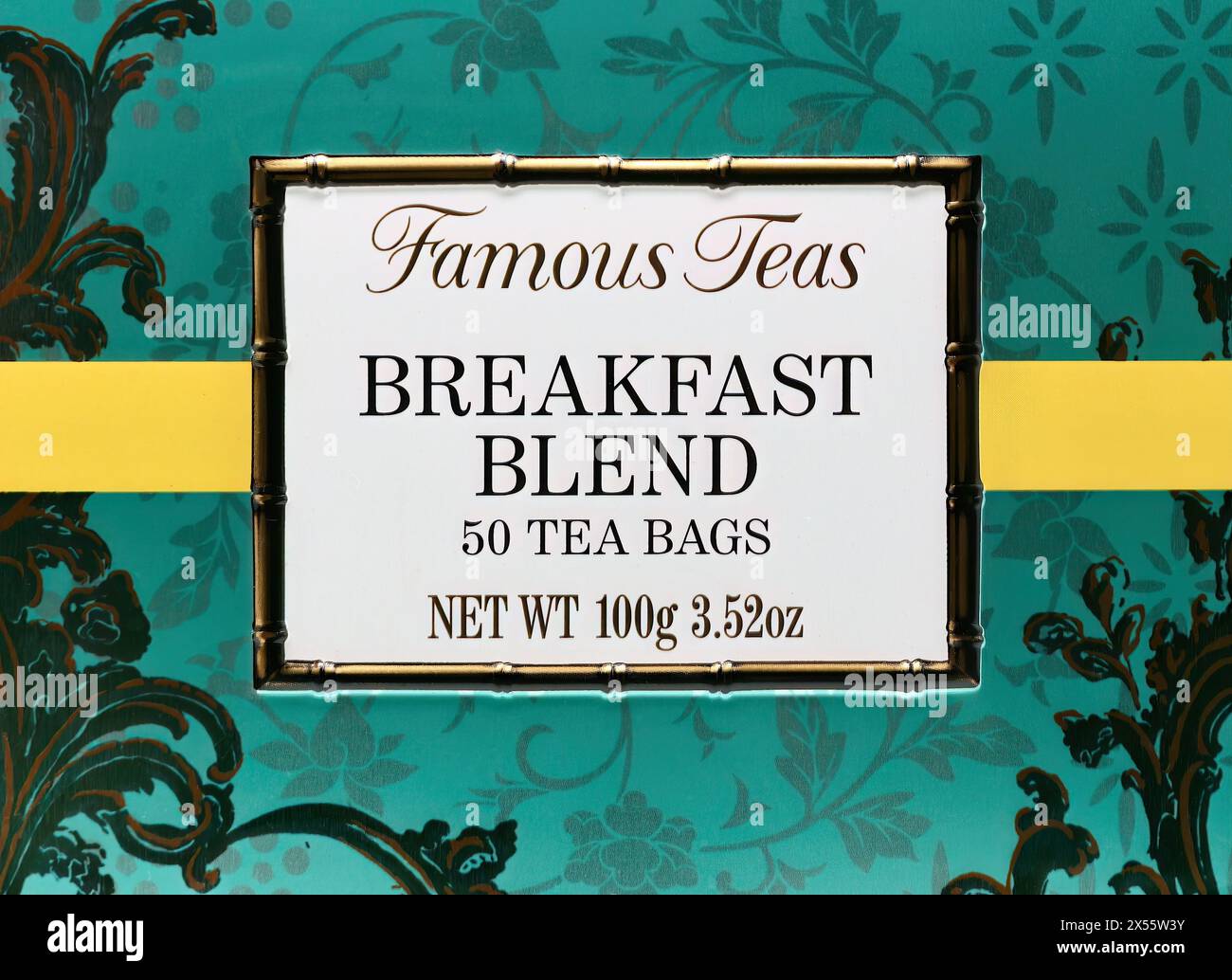 Photo of a tin of 50 tea bags Famous Teas Breakfast Blend from Fortnum ...