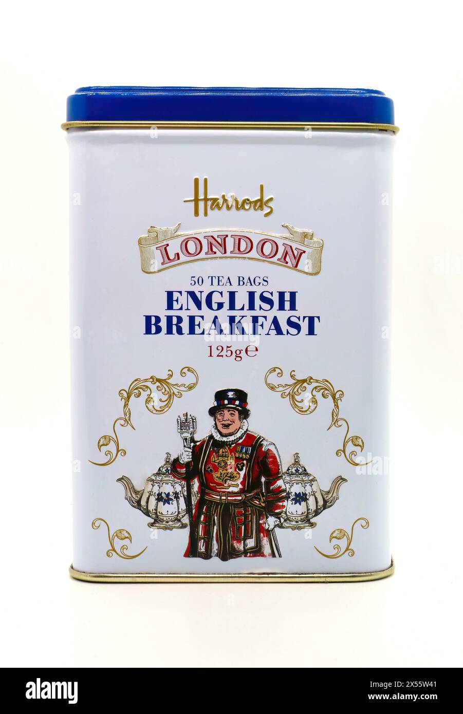 Photo of a tin of 50 English breakfast tea bags from Harrods London ...