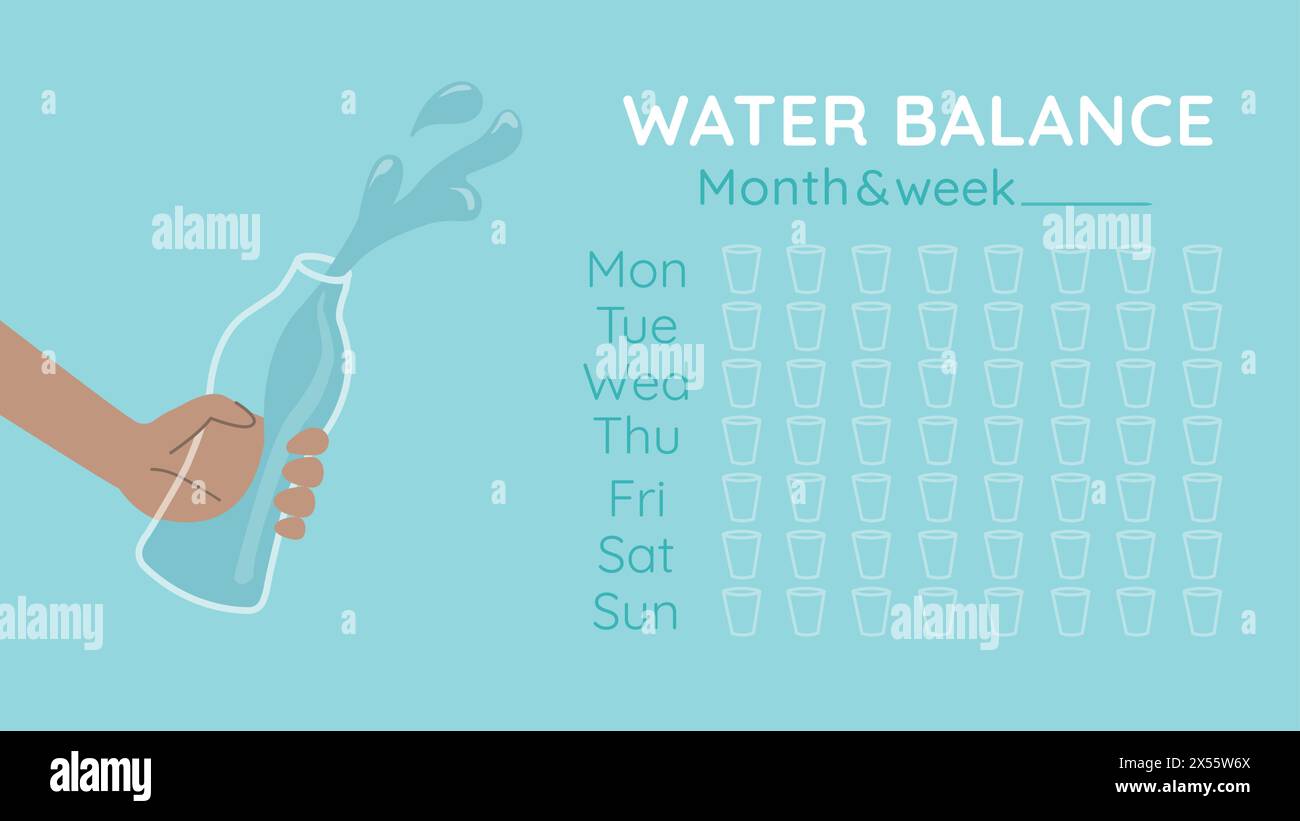 Water Balance Calendar. Water Tracker. Water weekly Tracker. From ...
