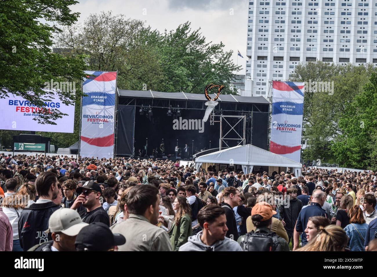 Rotterdam, Netherlands. 05th May, 2024. People gather during celebrates ...