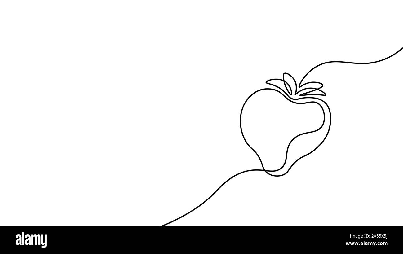 One continuous line strawberry berry sweet topping in line art drawing ...