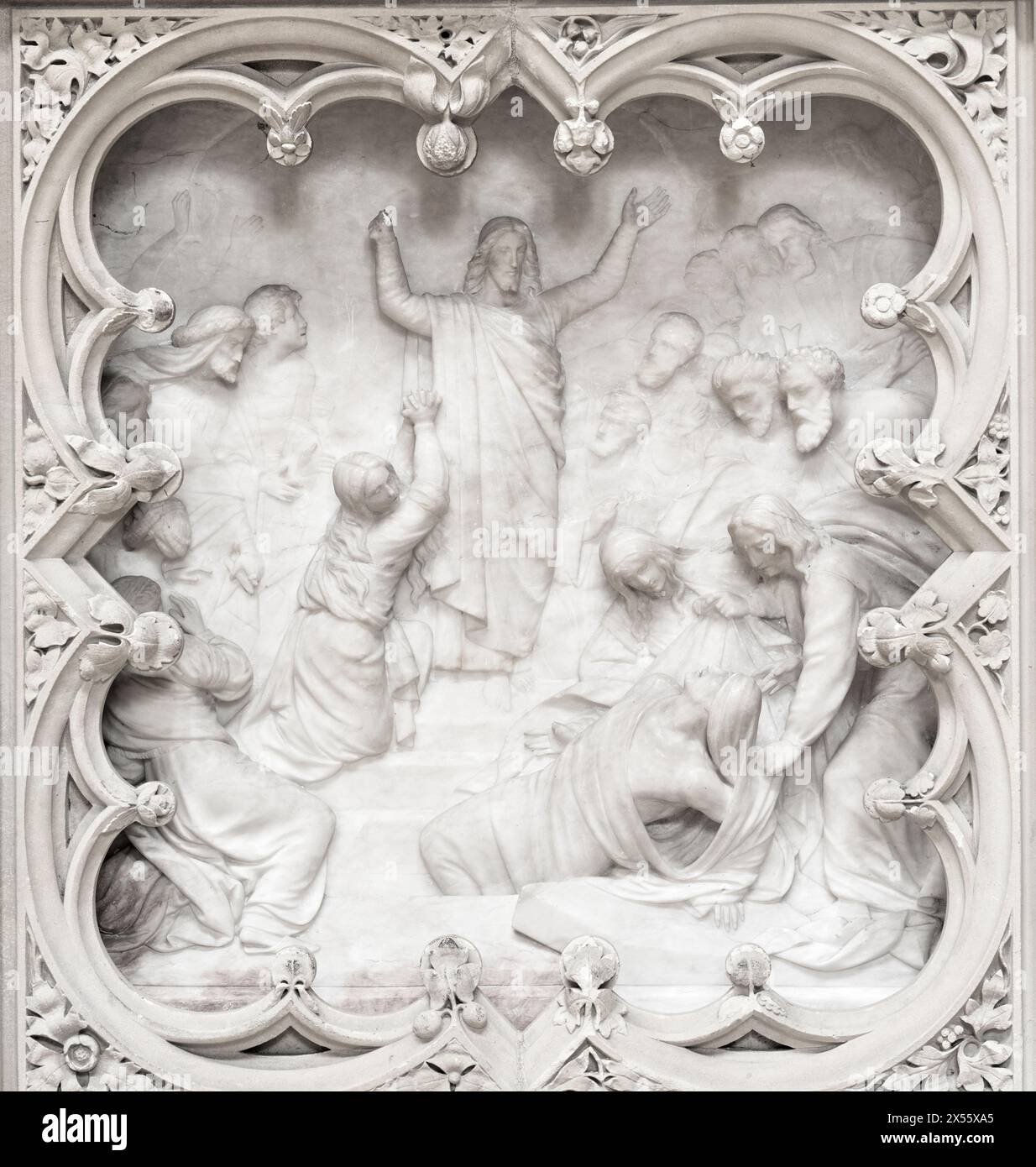 Sculpture, of the ascension of Jesus Christ from earth to heaven, on ...